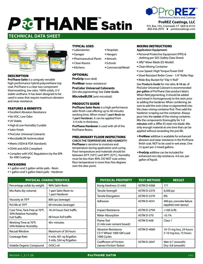Technical Data Sheets - ProREZ Coatings